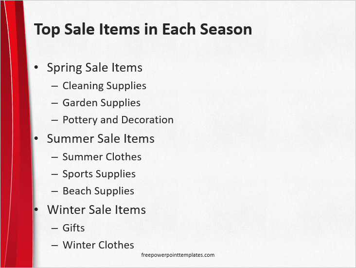 Formatting Sub Bullet Points: Simple Shapes - Free PowerPoint Templates