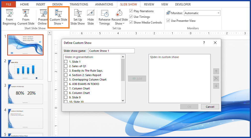 How To Make A Custom Slide Show In PowerPoint 2016 Free PowerPoint