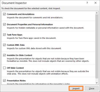 Inspecting PowerPoint 2016 Files For Personal Data Using The Inspect ...