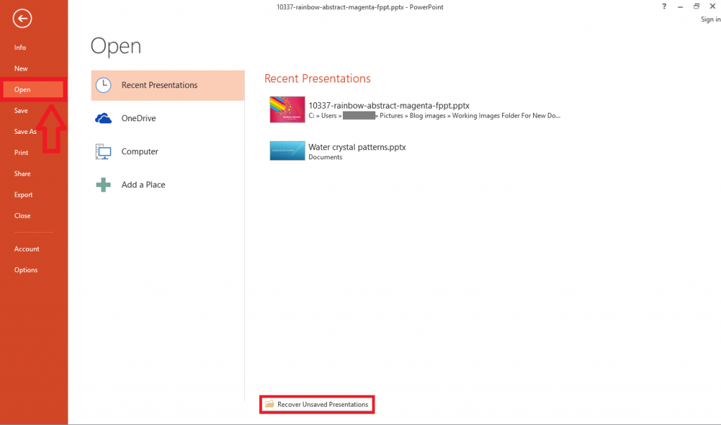 How to Recover an Unsaved Presentation in PowerPoint 2013? - Free ...